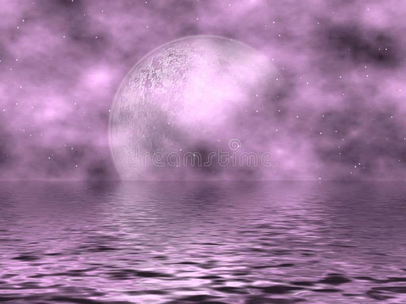 Lavender Moon & Water stock illustration. Illustration of cumulus - 3057980
