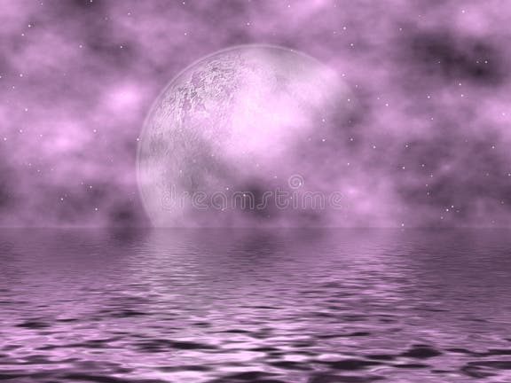 Lavender Moon & Water stock illustration. Illustration of cumulus - 3057980
