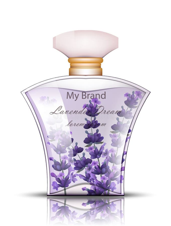 Lavender Perfume Vector Realistic. Product Packaging Mock Ups Stock ...