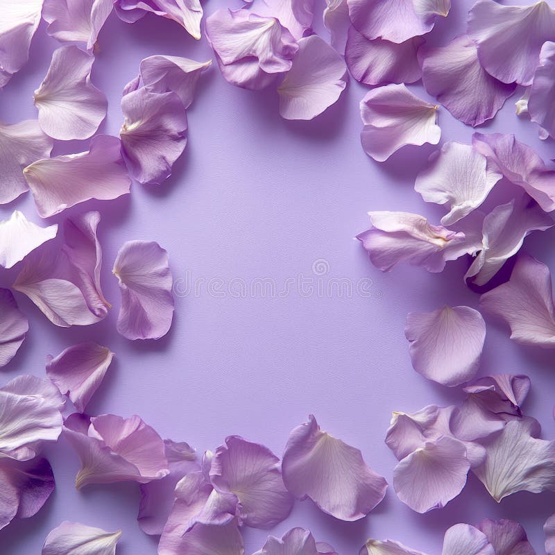 Lavender Petals Scattered on a Purple Background. Stock Image - Image ...