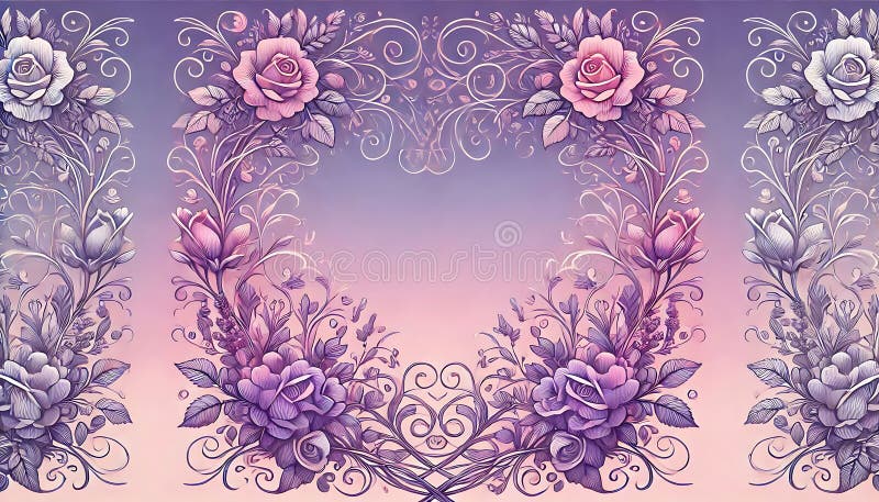 Lavender and Pink Gradient Backdrop Featuring Entwined Hearts and ...