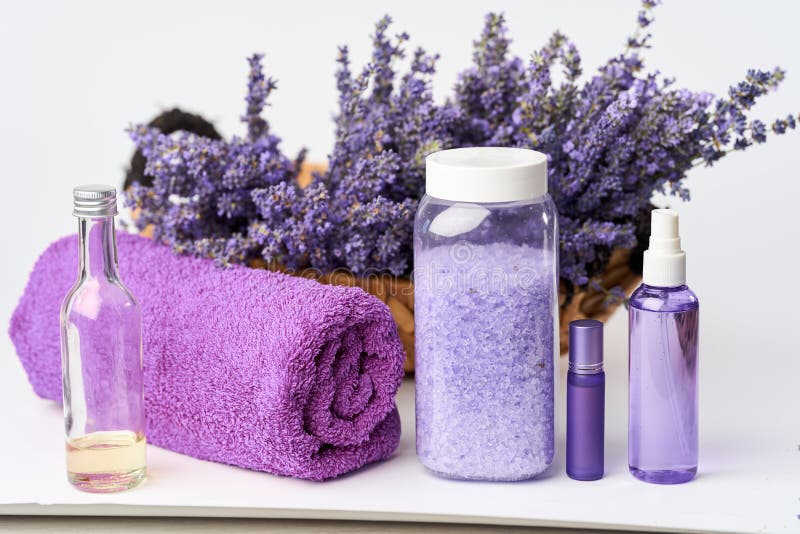 Spa lavender products stock image. Image of collection - 19845303