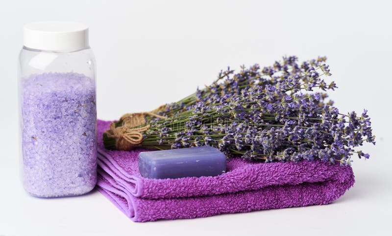 Spa lavender products stock image. Image of collection - 19845303