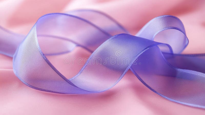 Lavender Ribbon Draped on Pink Fabric Background Stock Illustration ...