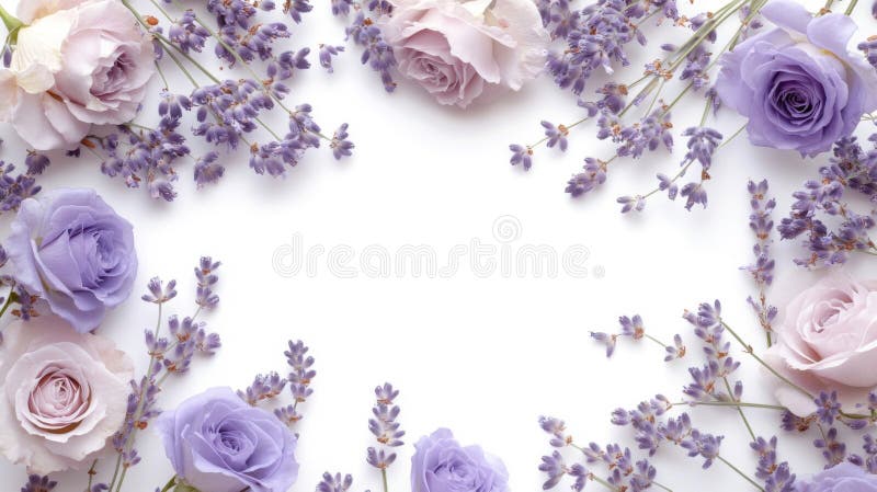 Lavender and Roses Floral Border Design Stock Illustration ...