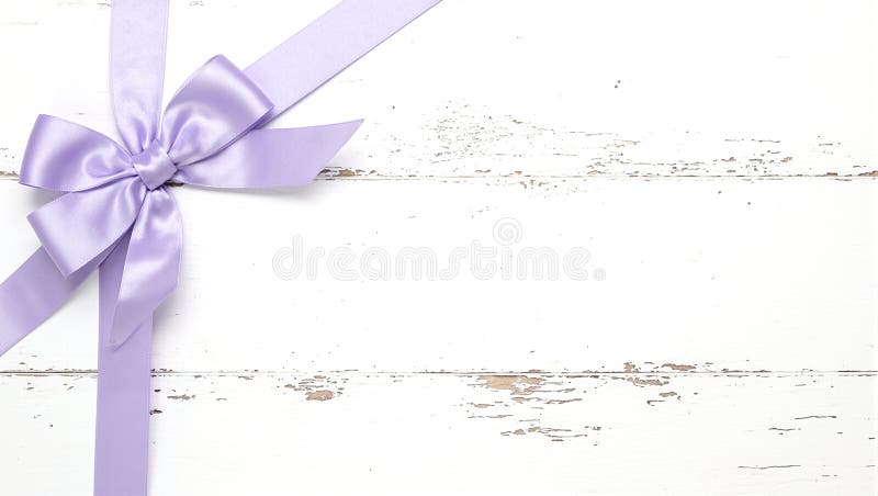 Lavender Satin Ribbon Bow on White Wood Backdrop Perfect for Rustic ...