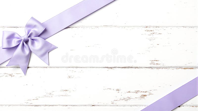 Lavender Satin Ribbon Bow on White Wood Backdrop Perfect for Rustic ...