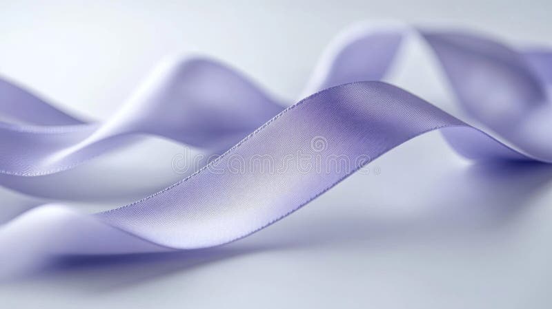 Lavender Satin Ribbon Curls Softly on White Background Stock ...