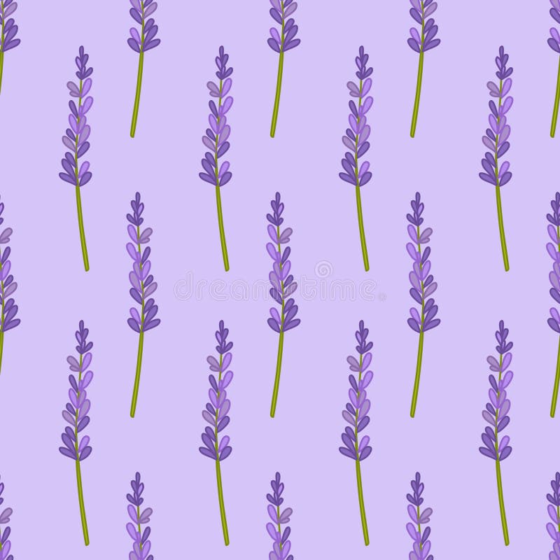 Lavender Seamless Doodle Pattern, Vector Illustration Stock ...