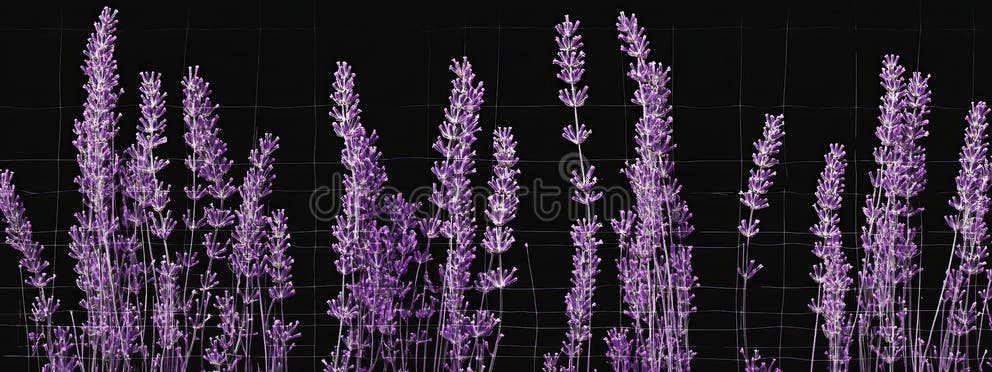 Lavender Silhouettes Grid on Black Background Creates Structured Effect ...