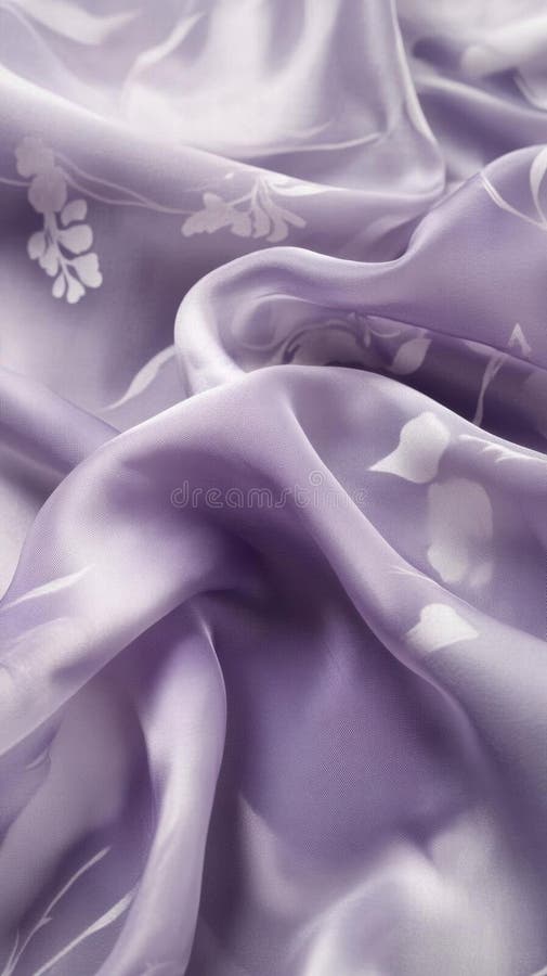 Lavender Silk Fabric with Delicate Floral Pattern Drapes Gracefully ...
