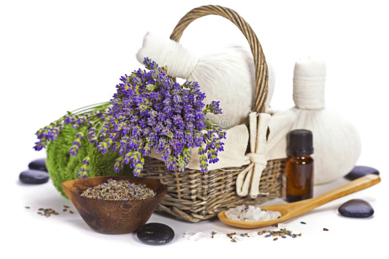 Lavender spa stock image. Image of basket, pebbles, leaf - 25156213