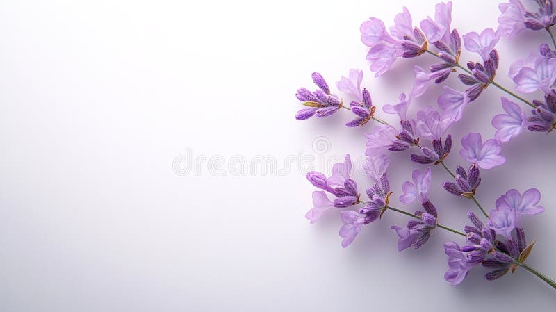 Lavender Sprigs on White Background Stock Illustration - Illustration ...