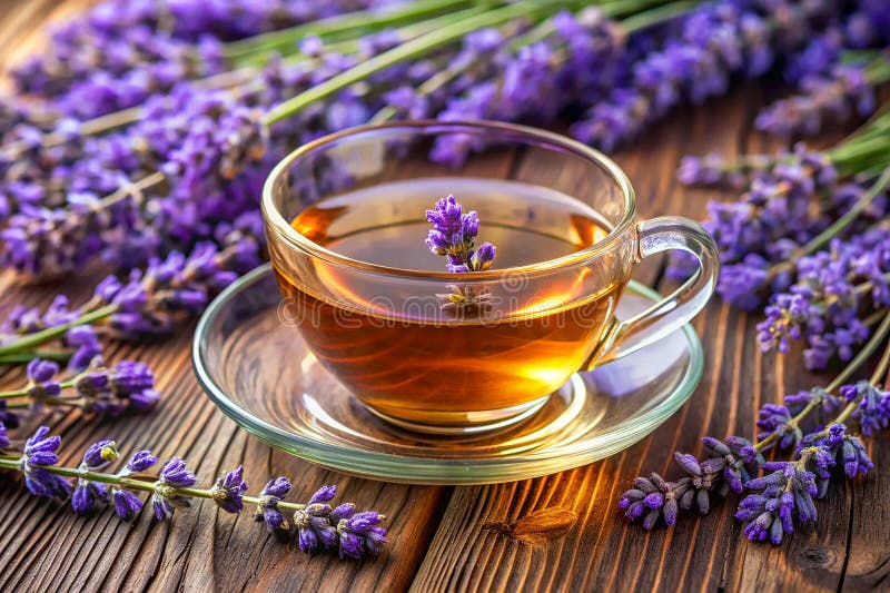 Lavender Tea with Fresh Lavender Flowers Stock Illustration ...
