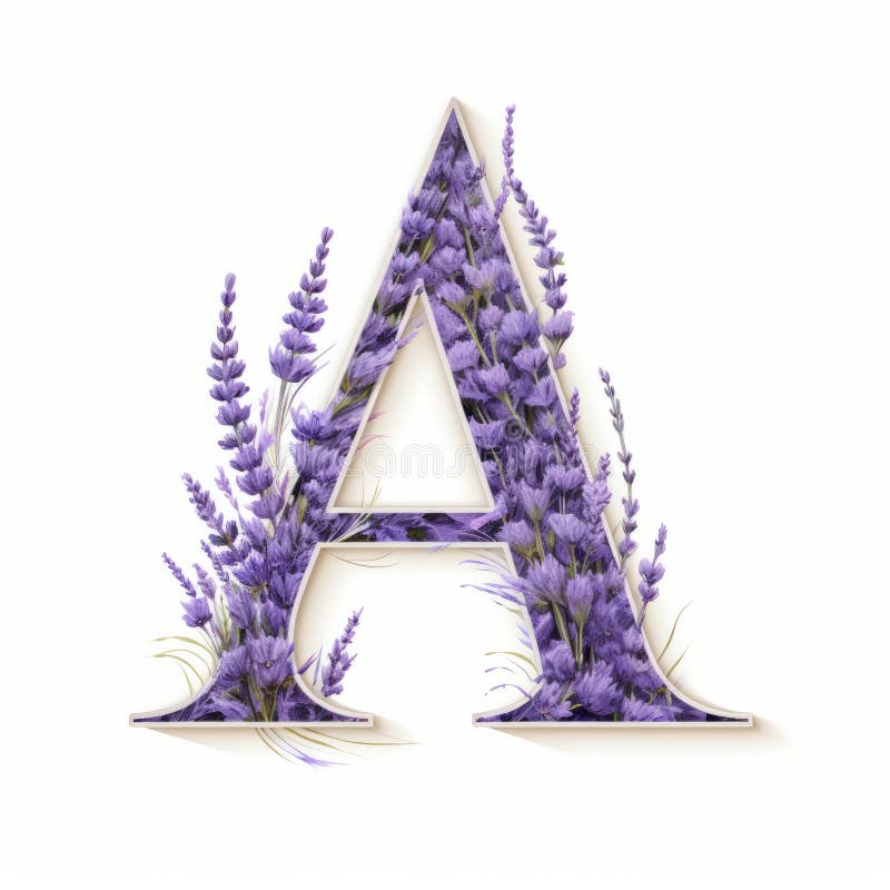 Lavender Vector Letter a: Hyperrealistic Floral Composition Stock ...