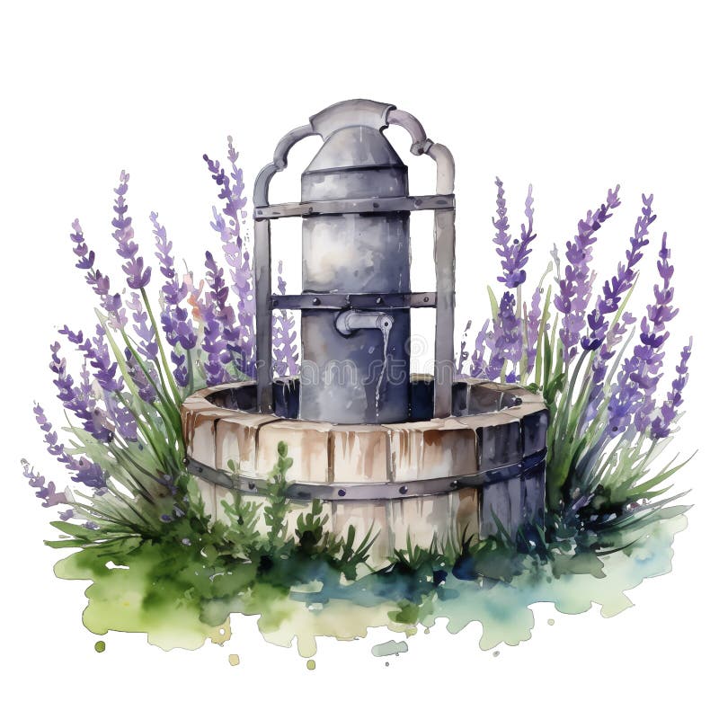 Lavender Well Watercolor Illustration, Lavender Clipart Stock ...