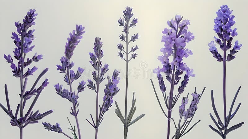 Lavender XRay Botanical Minimalist Aesthetic Stock Illustration ...