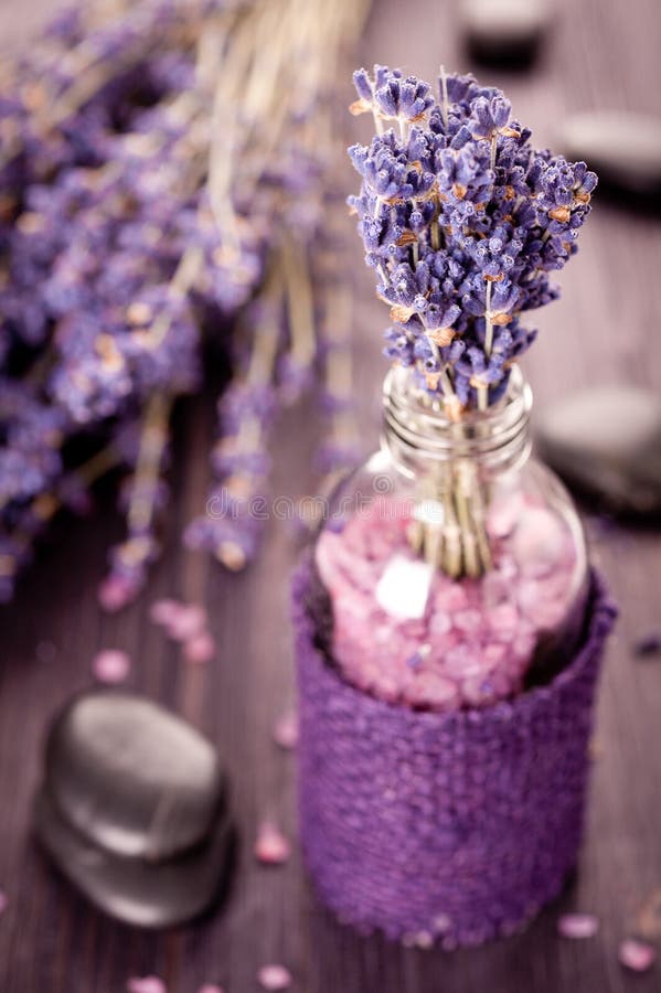 Lavender, Zen Stones and Sea Salt Stock Image - Image of aroma, health ...