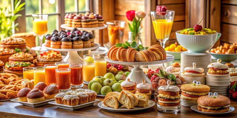 A Lavish Buffet Table Display of Assorted Pastries, Cakes, and Fruit ...