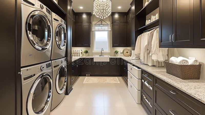 Lavish Laundry Interior Concept Stock Illustration - Illustration of ...