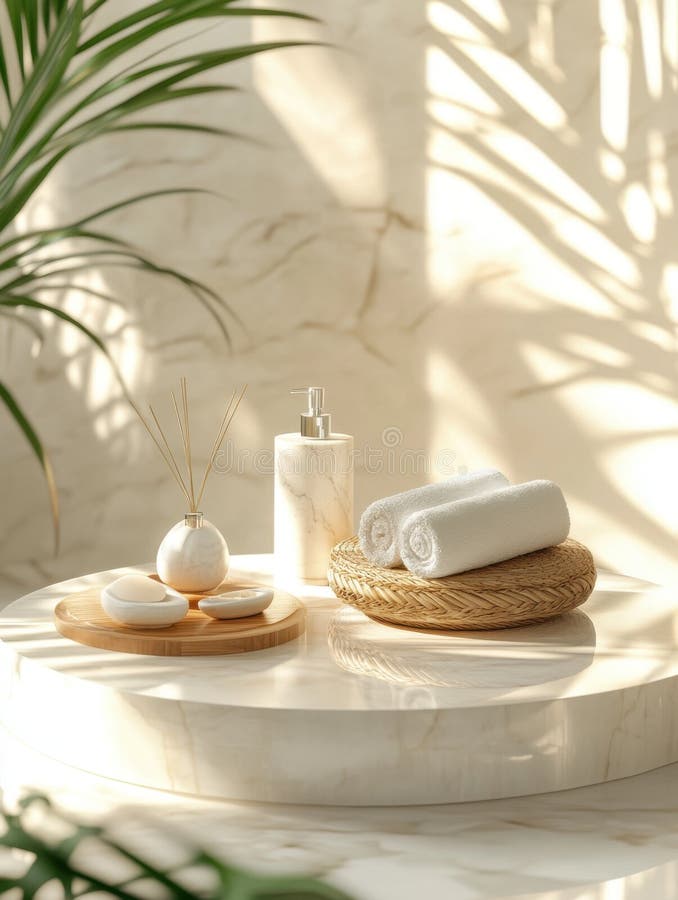 Lavish Marble Arrangement Featuring High Quality Pool Accessory Collection Generative AI Stock ...