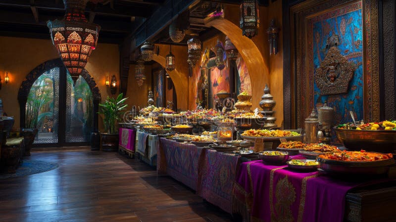 Lavish Middle Eastern Buffet Feast Abundant Food Display Stock ...