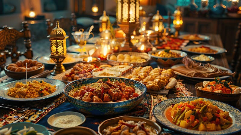 A Lavish Middle Eastern Feast Stock Illustration - Illustration of ...