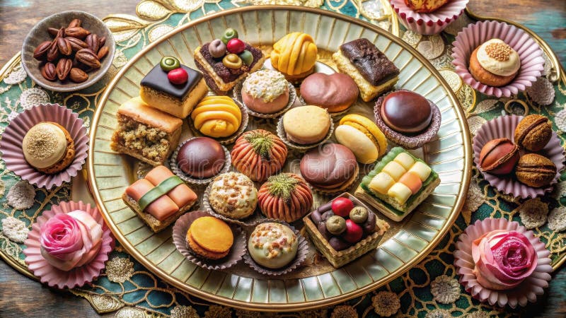 A Lavish Presentation of Exquisite Assorted Pastries on an Ornate ...