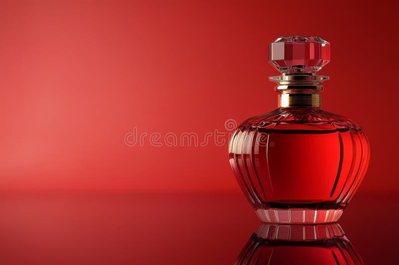 A Lavish Red Perfume Bottle Set Against a Striking Red Backdrop Stock ...