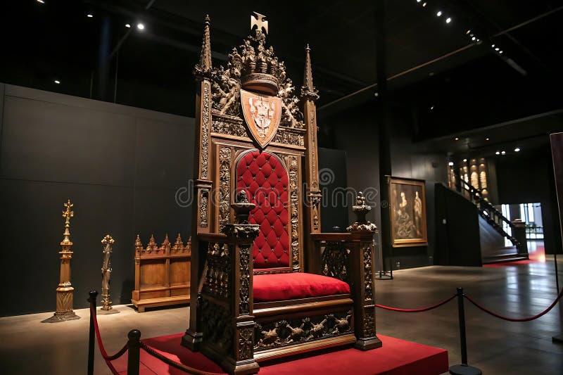 Lavish Royal Hall with Gilded Throne Classical Throne Room Architecture ...