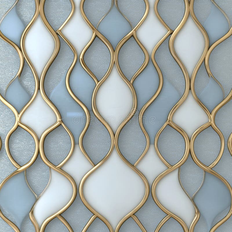 A Lavish Wavy Design Featuring Metallic Gold Accents on a Gentle Blue ...