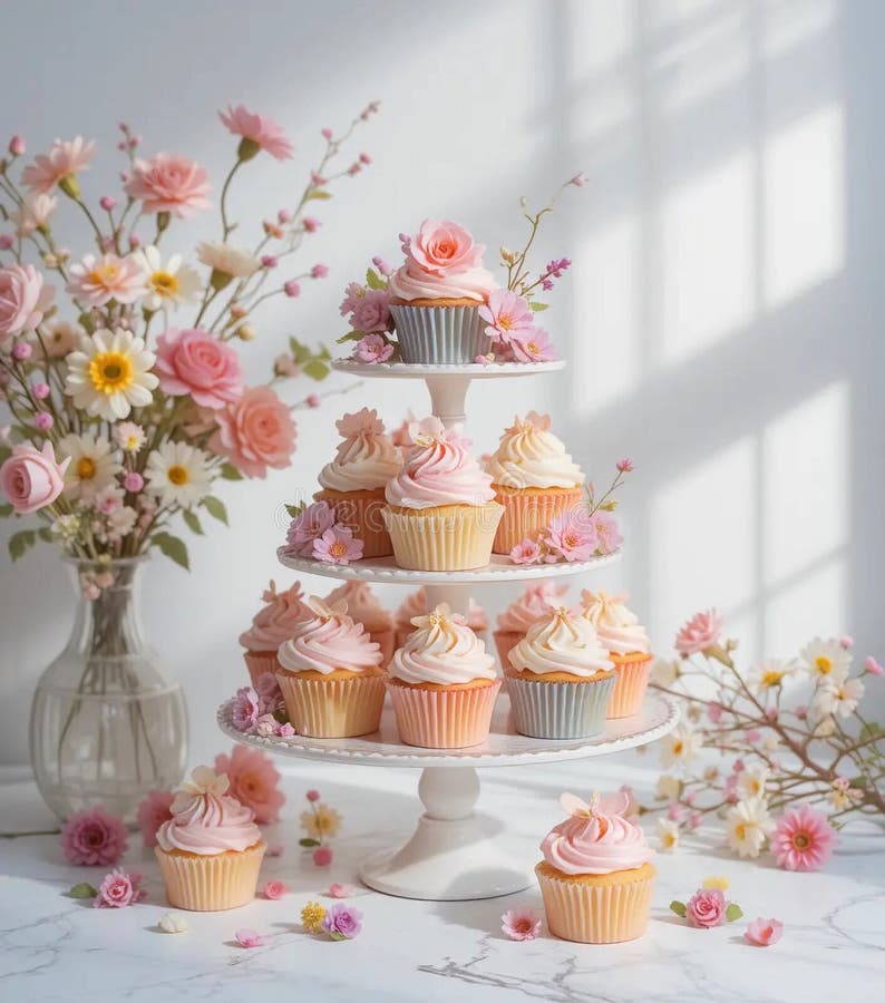 Elegant Rococo-inspired Dessert Display with Floral Decorations for a ...