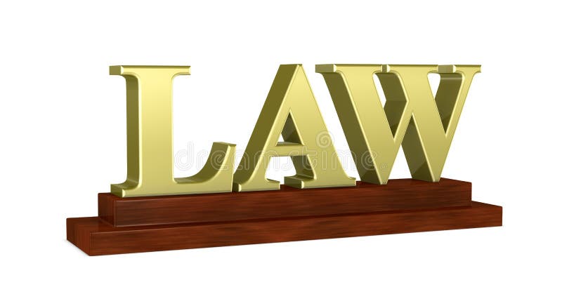 3D Render of the word Law stock illustration. Illustration of judicial ...
