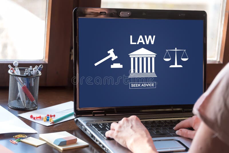 Law Concept on a Laptop Screen Stock Photo - Image of court, business ...