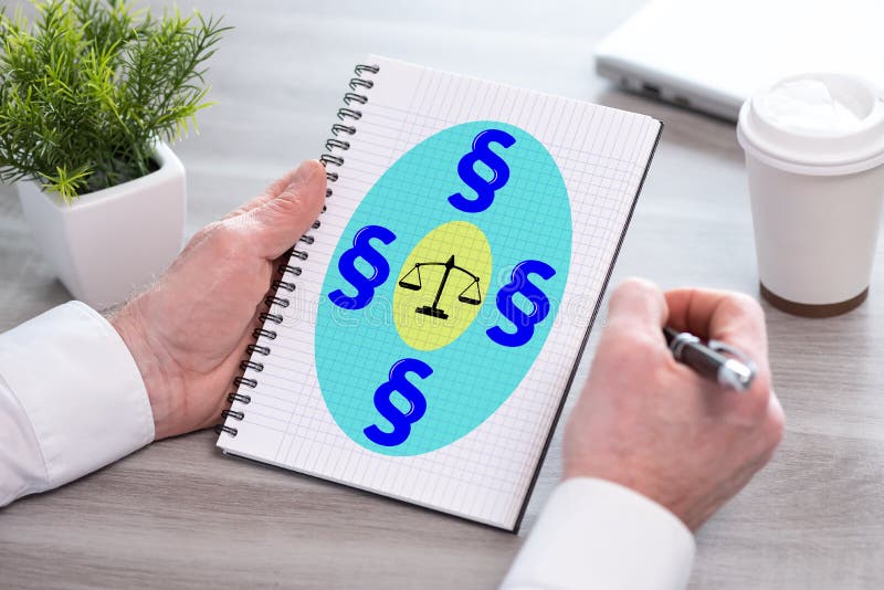 Law concept on a notepad stock image. Image of hand - 251119755