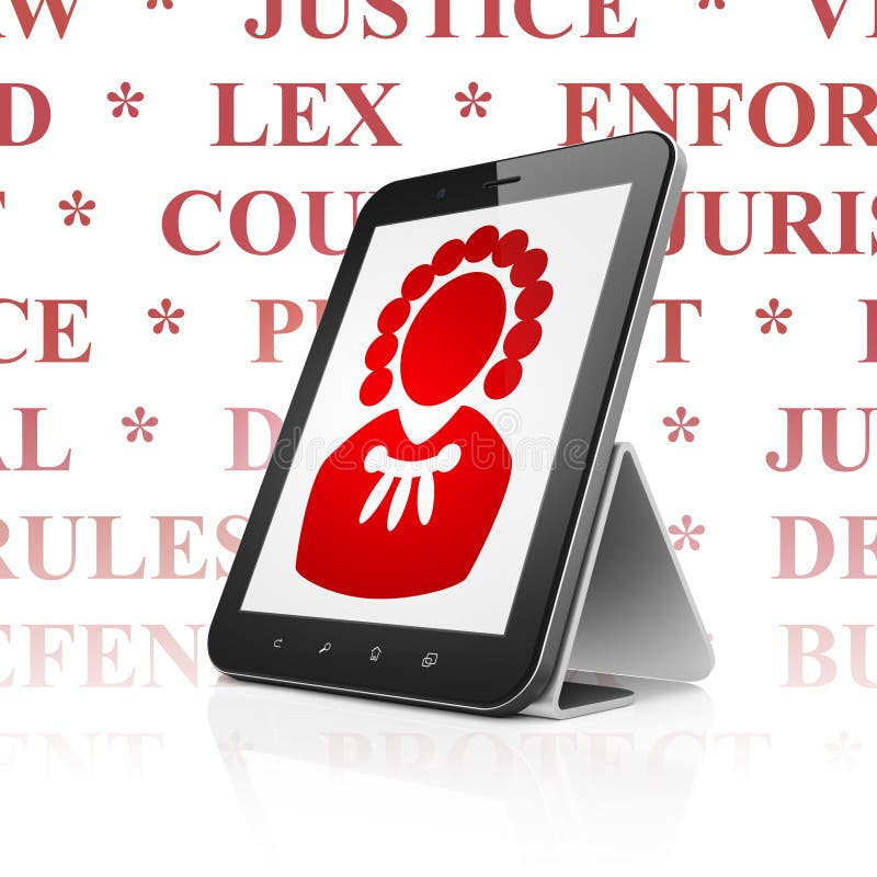 Law Concept: Tablet Computer with Judge on Display Stock Illustration ...