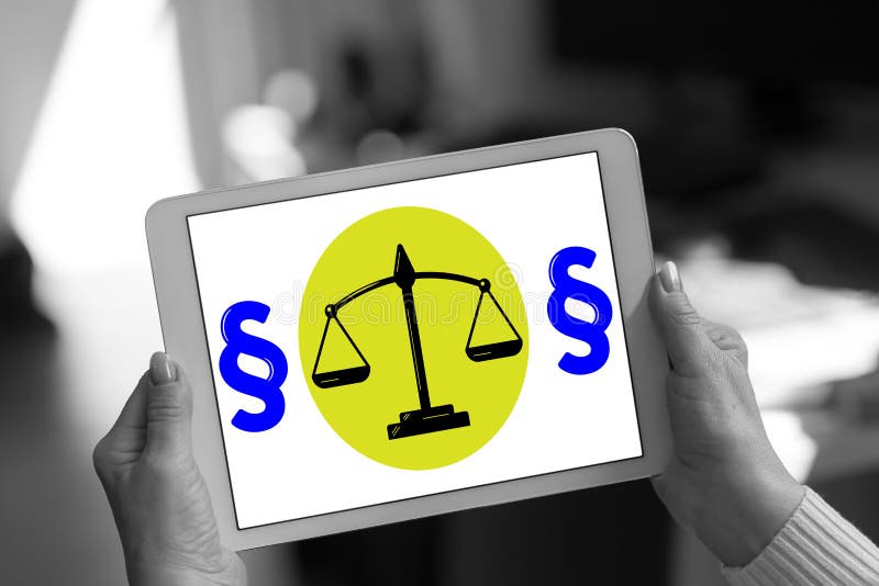 Law concept on a tablet stock image. Image of legal - 166473933