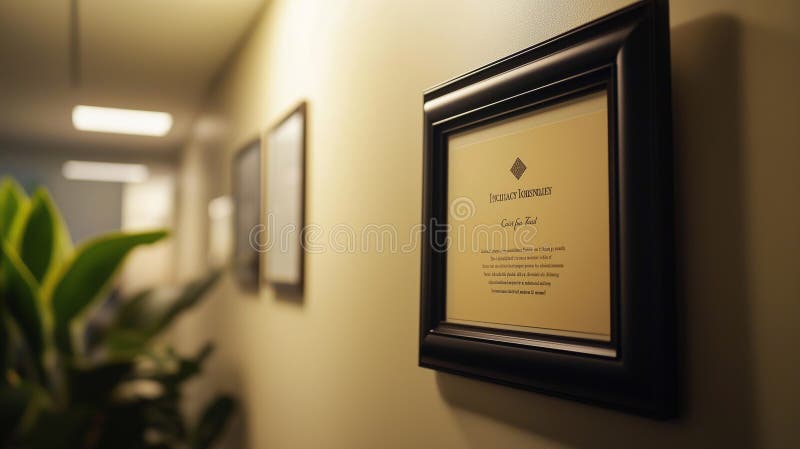 Law Degree in a Black Frame Hanging on an Office Wall Stock Photo ...