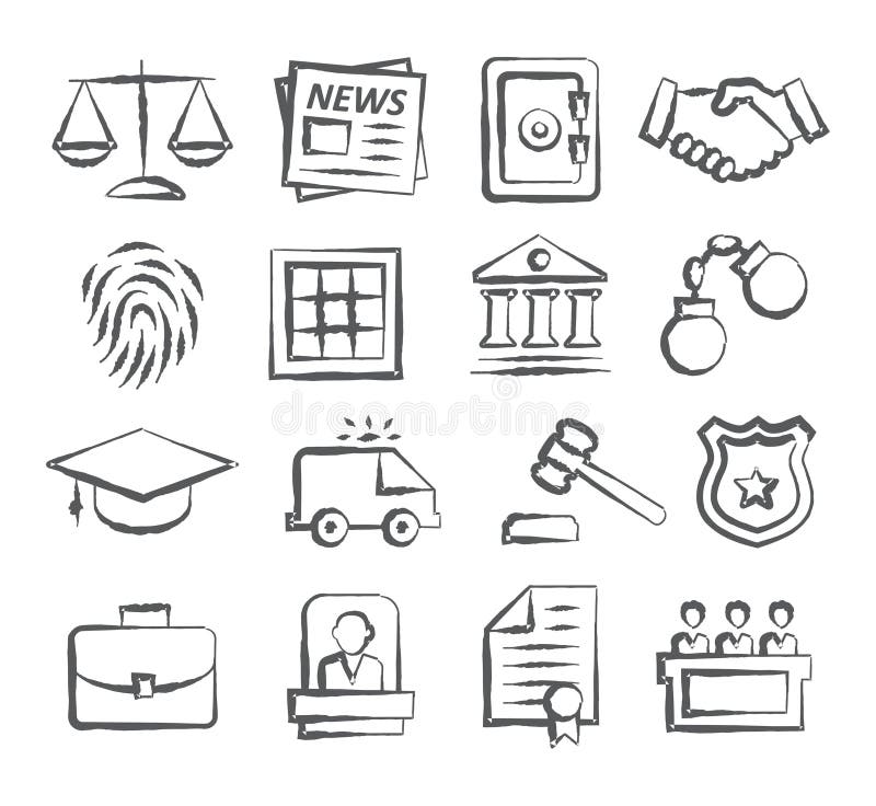 Law Doodle Icons stock vector. Illustration of document - 96307969