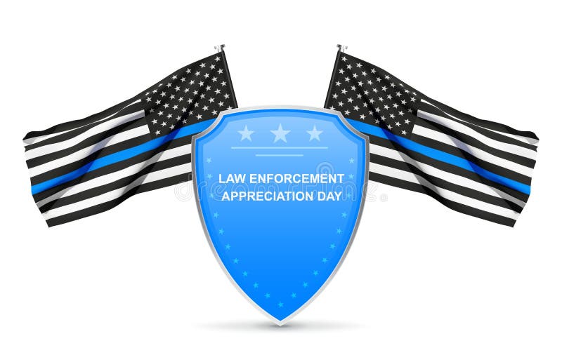 Law Enforcement Support Flags with Shield Stock Vector - Illustration ...