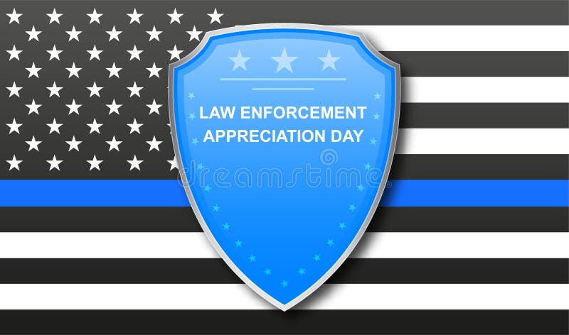 Law Enforcement Support Flags with Shield Stock Vector - Illustration ...
