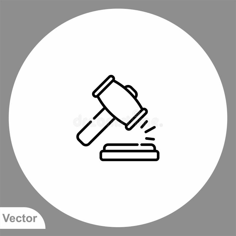 Law Hammer Vector Icon Sign Symbol Stock Vector - Illustration of court ...