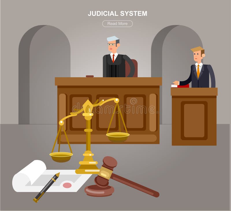 Law Horizontal Banner Set with Judicial System Elements Isolated Vector ...