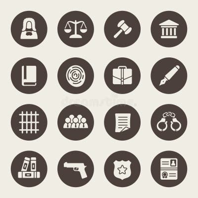 Law icon set stock vector. Illustration of courtroom - 46213876