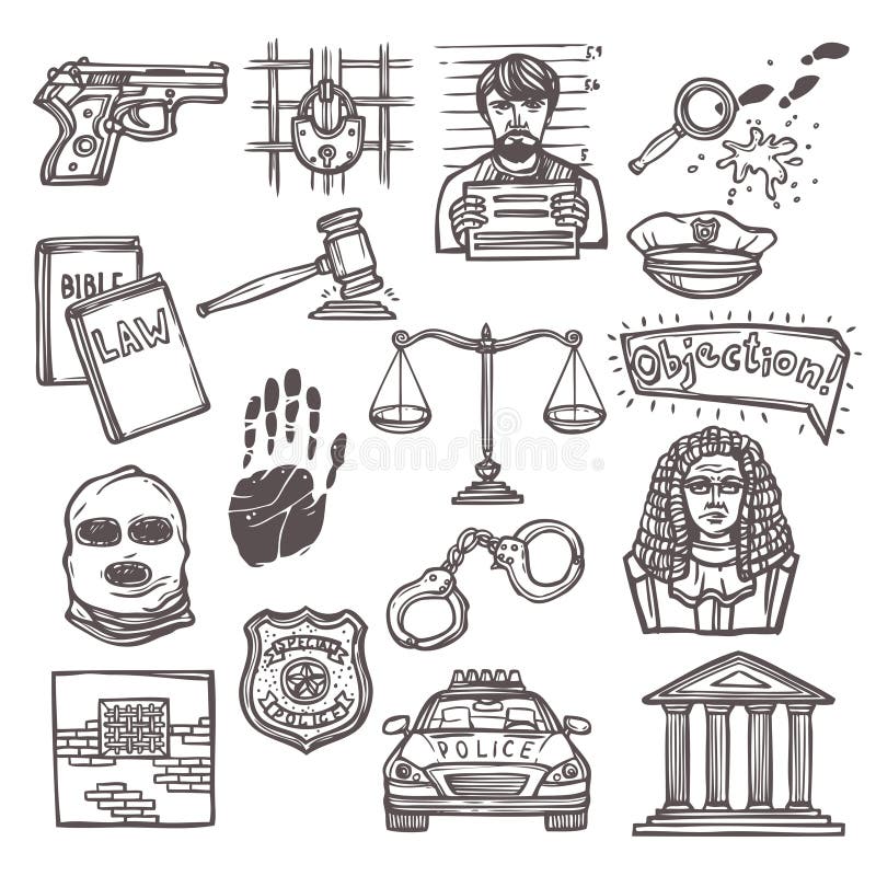 Law icon sketch stock vector. Illustration of jury, gavel - 44813703