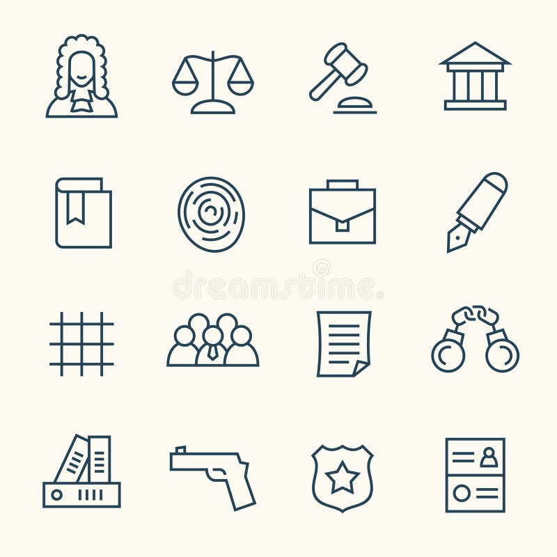 Law icons stock vector. Illustration of linear, line - 97221904