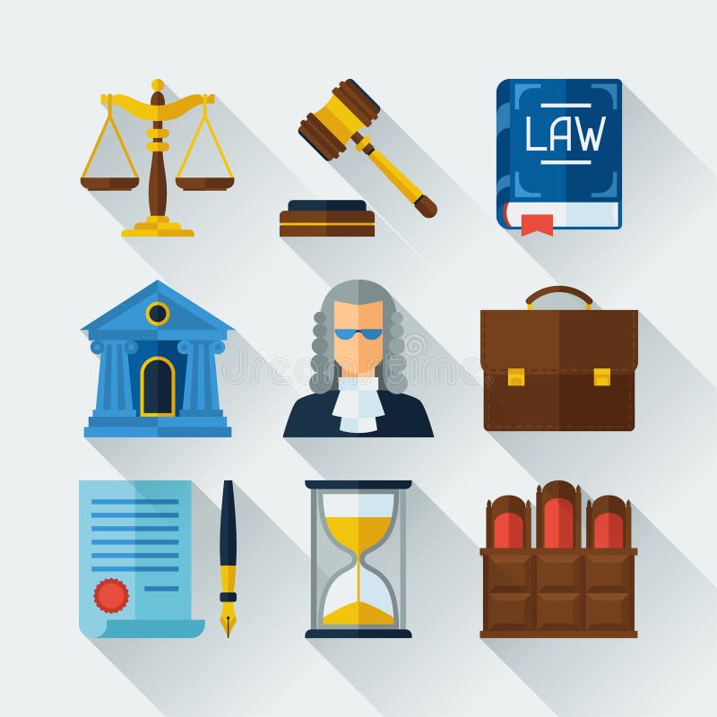 Law Icons Set in Flat Design Style Stock Vector - Illustration of crime ...