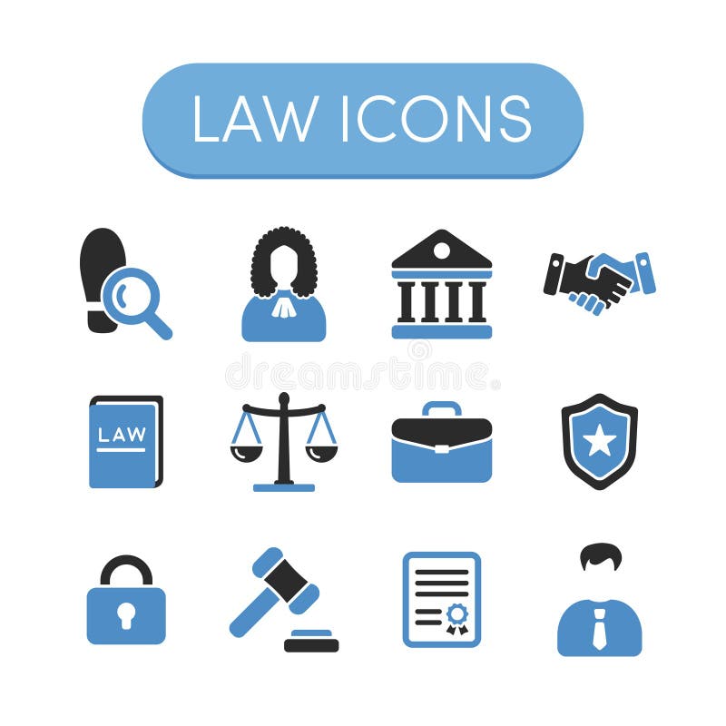 Law Icons stock vector. Illustration of defence, hammer - 55377998