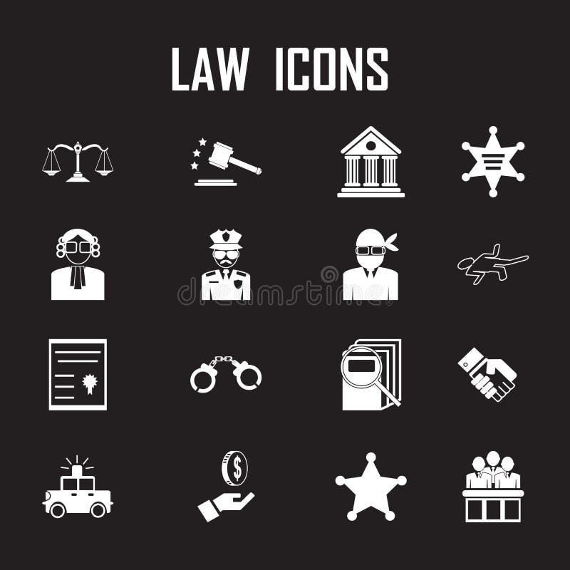 Law icons set. stock vector. Illustration of barrister - 64615008