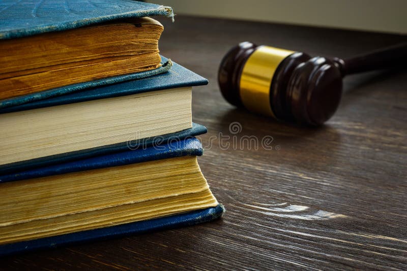 Law and Justice Concept. Stack of Book and Gavel. Stock Photo - Image ...